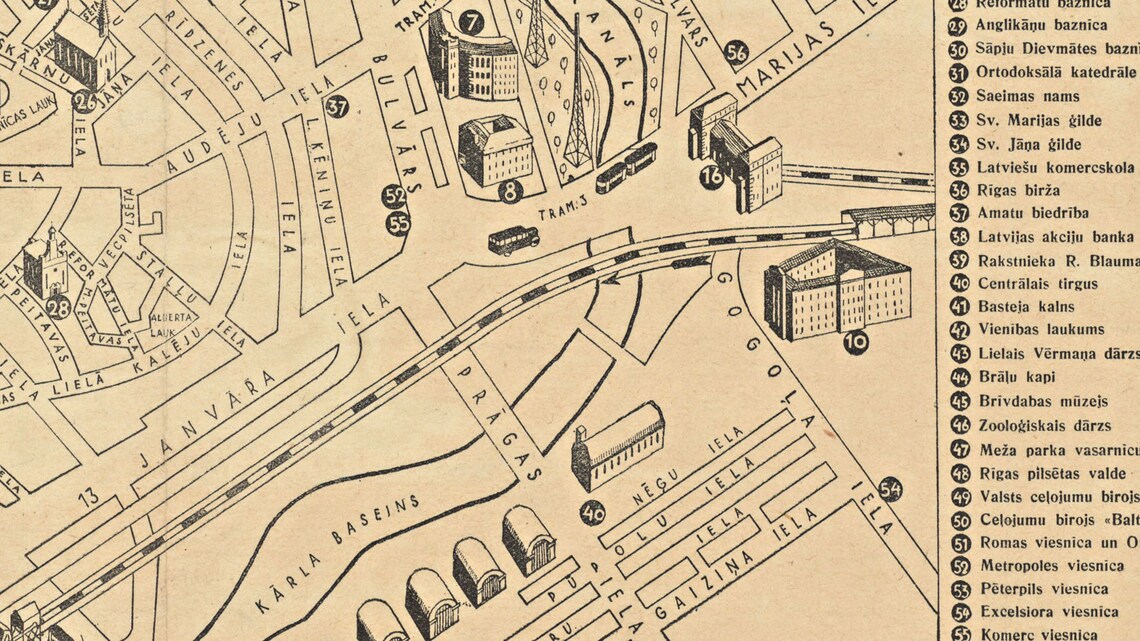 Riga Map, Retro Riga Plan, Old Map of Riga, Vintage Latvia Map, Latvia ...