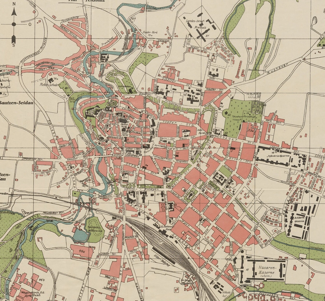 Bautzen Stadtplan, Bautzen Karte, Bautzen Map, Budissin Map, Budyšin ...