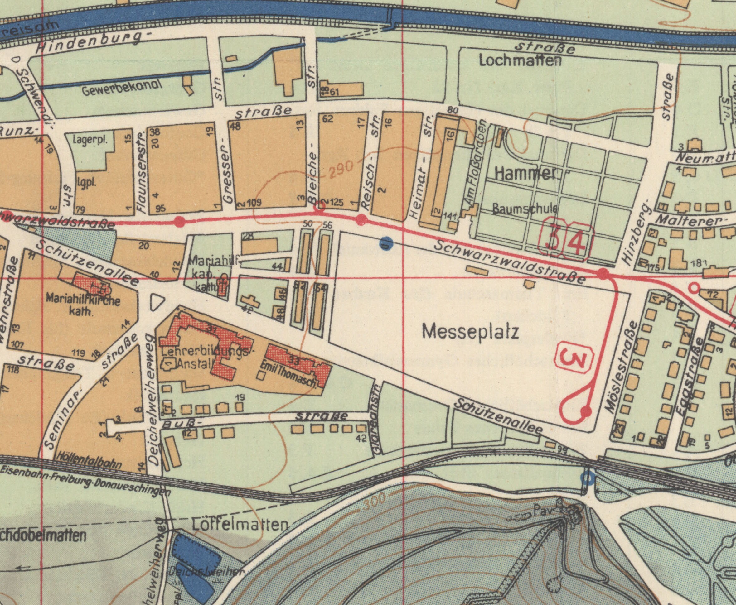 Mapa de Friburgo, Mapa de Friburgo, Mapa antiguo de Friburgo, Mapa de ...