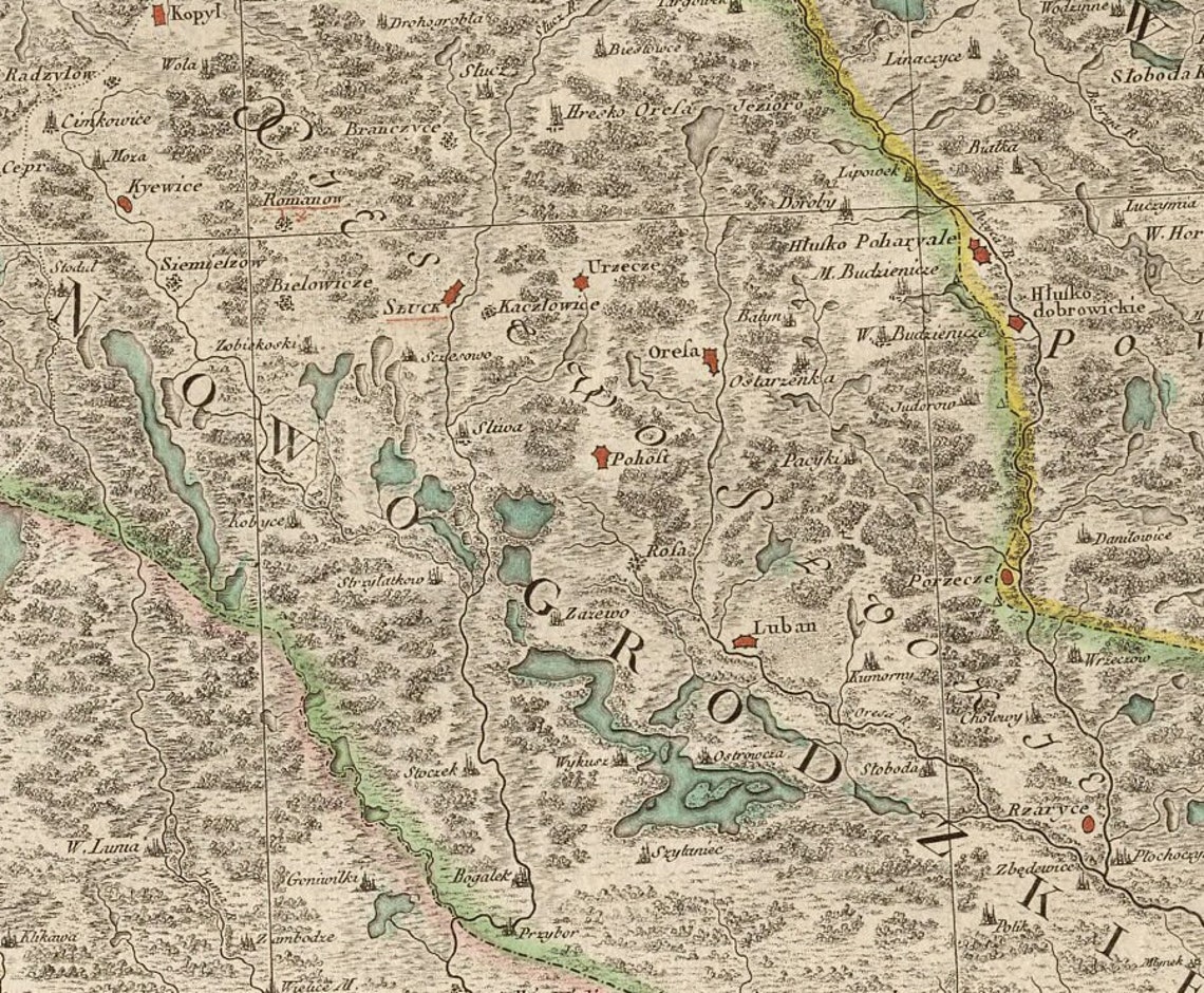 Old Map of Poland, Rizzi Zannoni, Carte De La Pologne, Minsk and ...