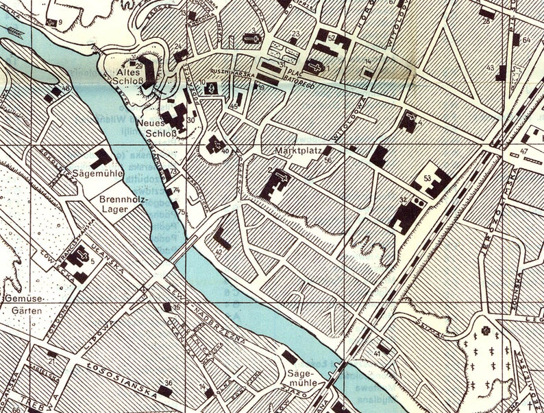 Grodno Map, Old Grodno Map, Map of Grodno, Retro Grodno Map, Vintage ...