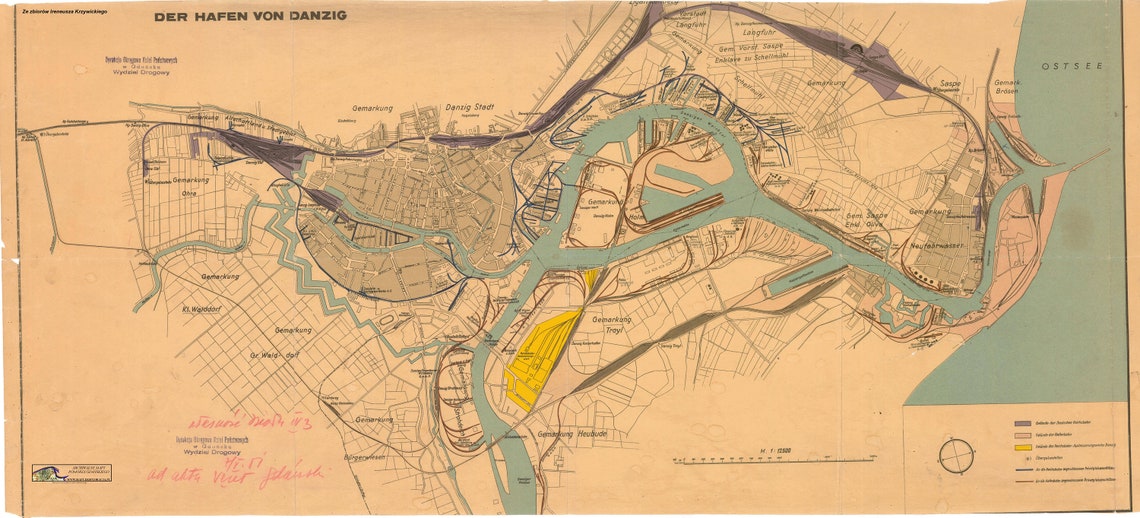 Danzig Map, Gdansk Map, Old Gdańsk Map, Map of Gdansk, Gdansk Plan, Old ...