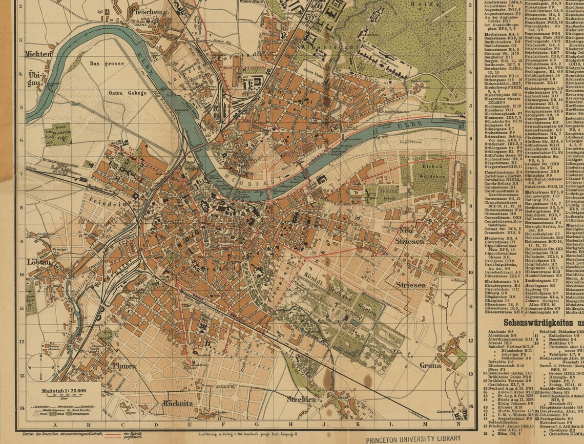 Plan Von Dresden, Dresden Stadtplan, Dresden Map, Map of Dresden, Old ...