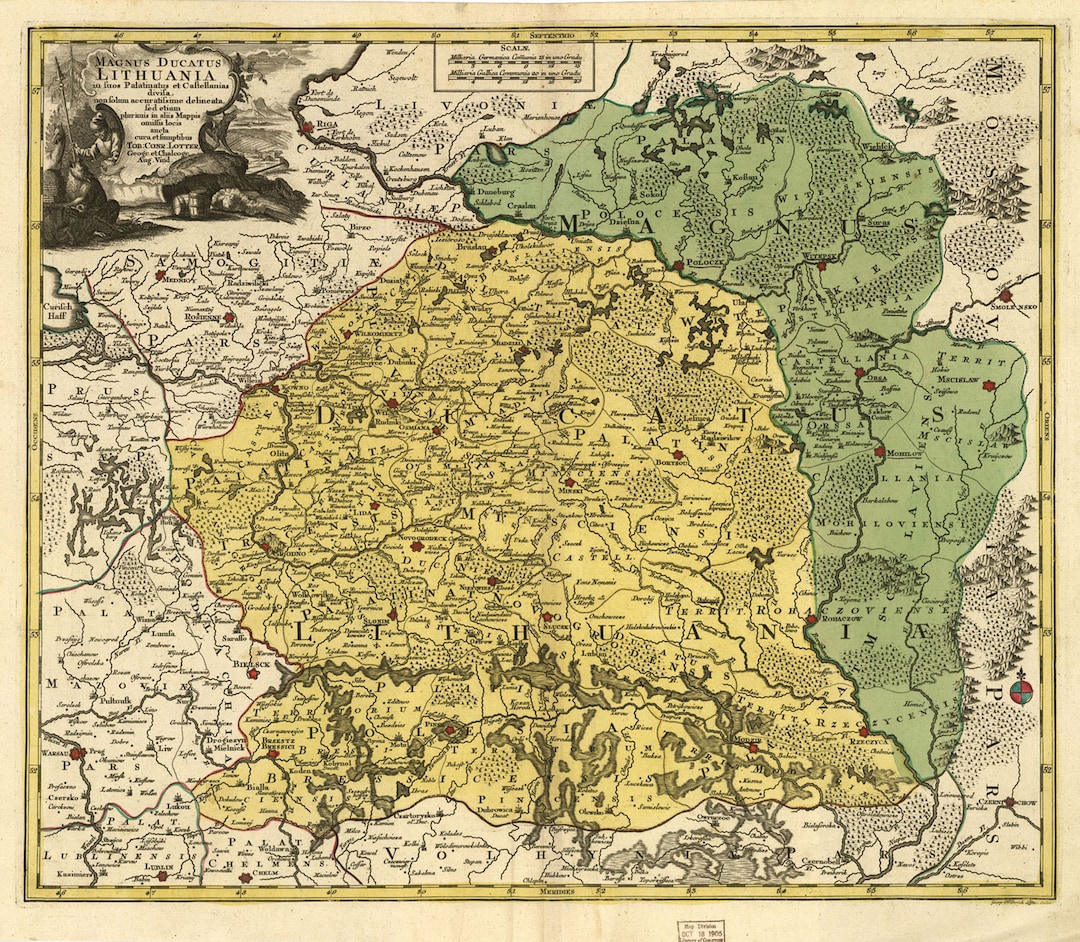 Old Lithuania Map, Map of Lithuania, Lithuania Map, Vintage Map, Old ...