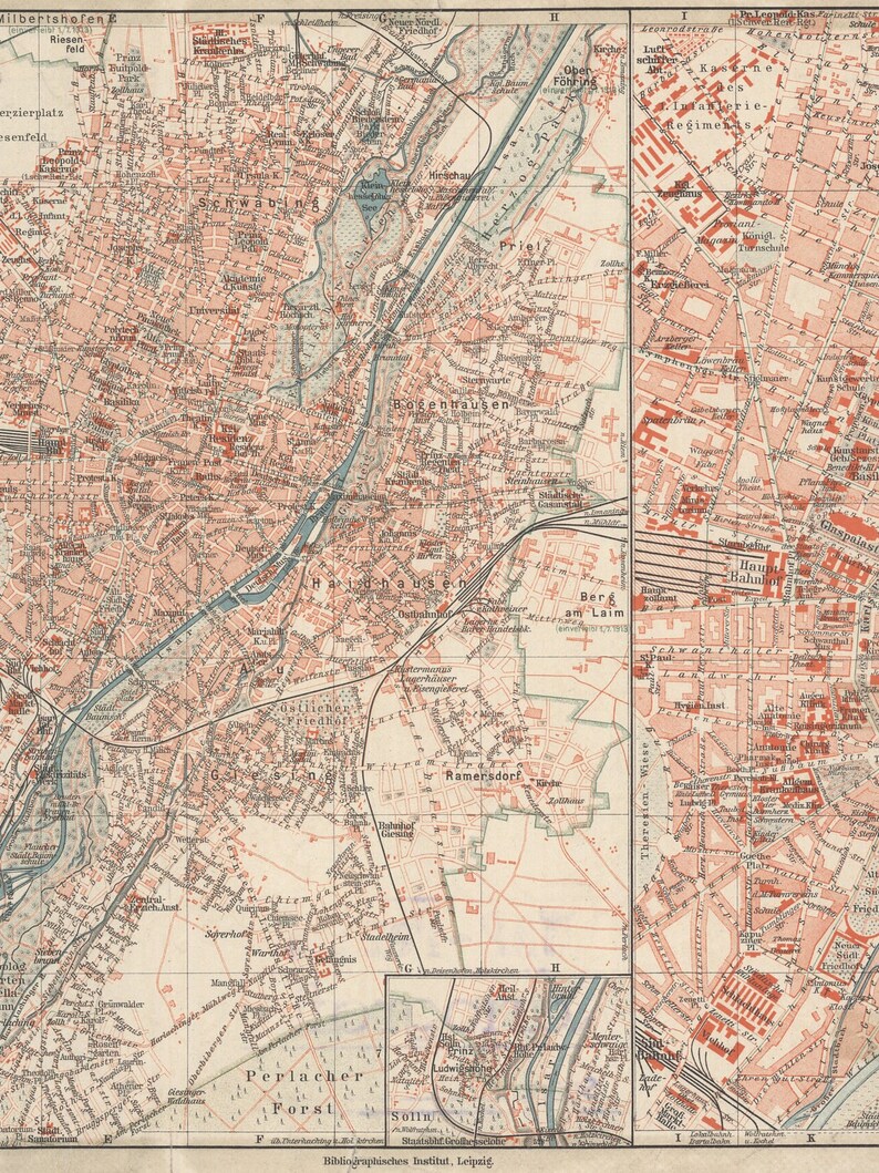 Plan Von Munich, Munich Stadtplan, Munich Map, Map of Munich, Munchen ...