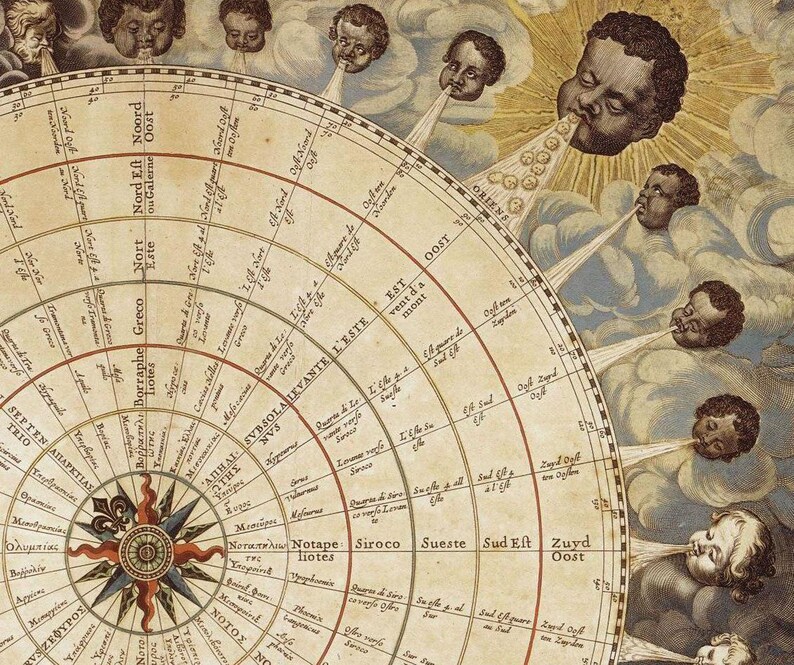 Ian Janson, Mapa de los Vientos, 1652, Mapa del Viejo Mundo, Mapa ...