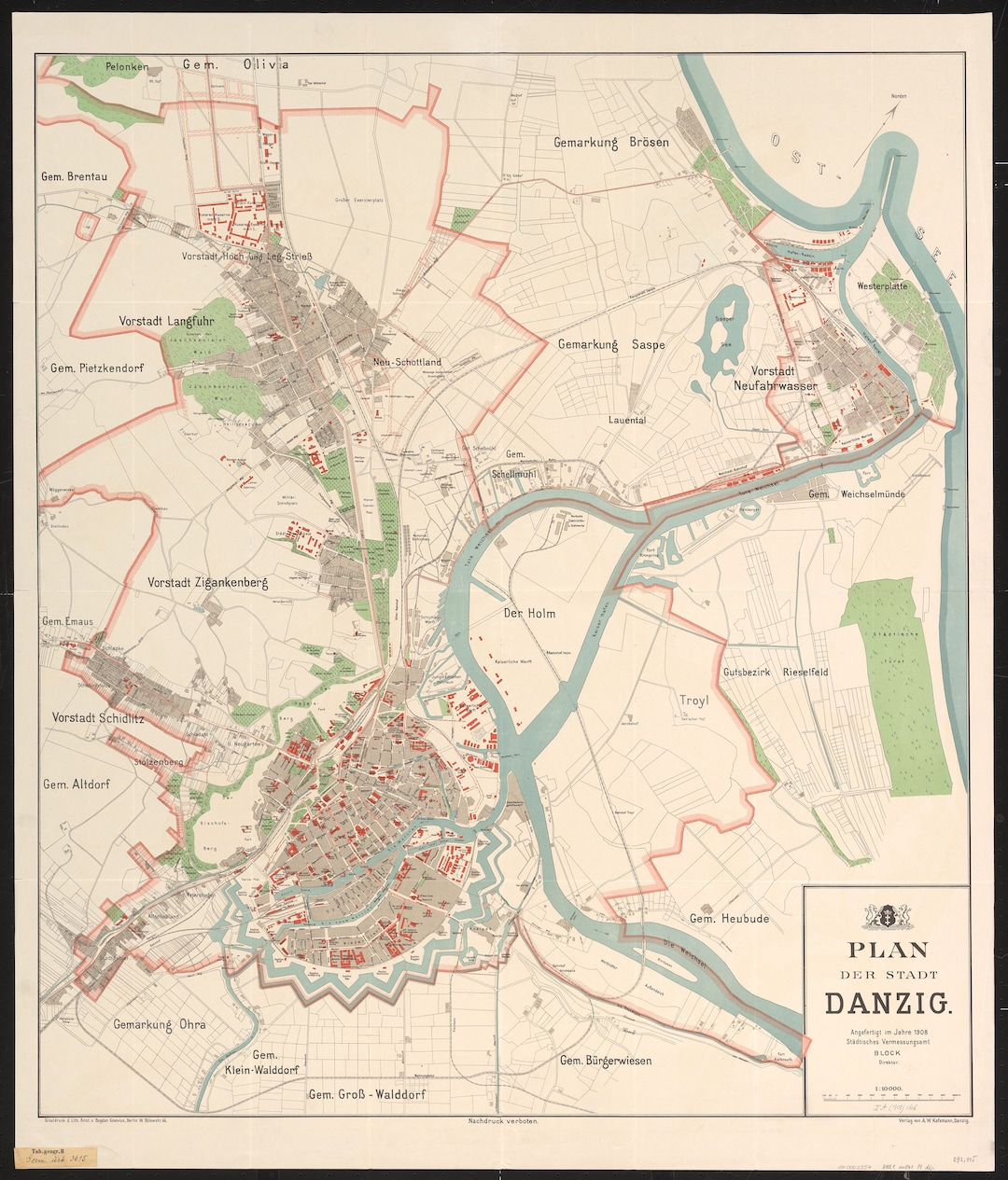 Danzig Map, Gdansk Map, Old Gdańsk Map, Map of Gdansk, Gdansk Plan, Old ...