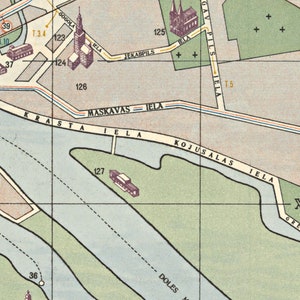 Riga Map, Retro Riga Plan, Old Map of Riga, Vintage Latvia Map, Latvia ...