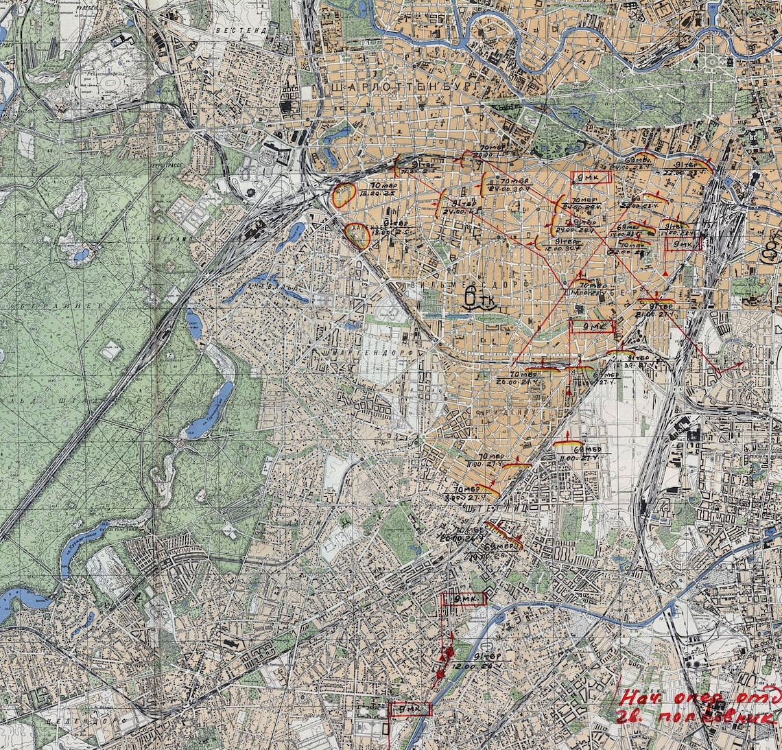 Soviet Berlin Map, War Berlin Map, Soviet Map of Berlin, Russian Map of ...