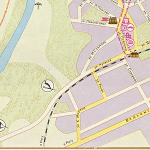 Sigulda Map, Retro Sigulda Plan, Old Map of Sigulda, Vintage Latvia Map ...