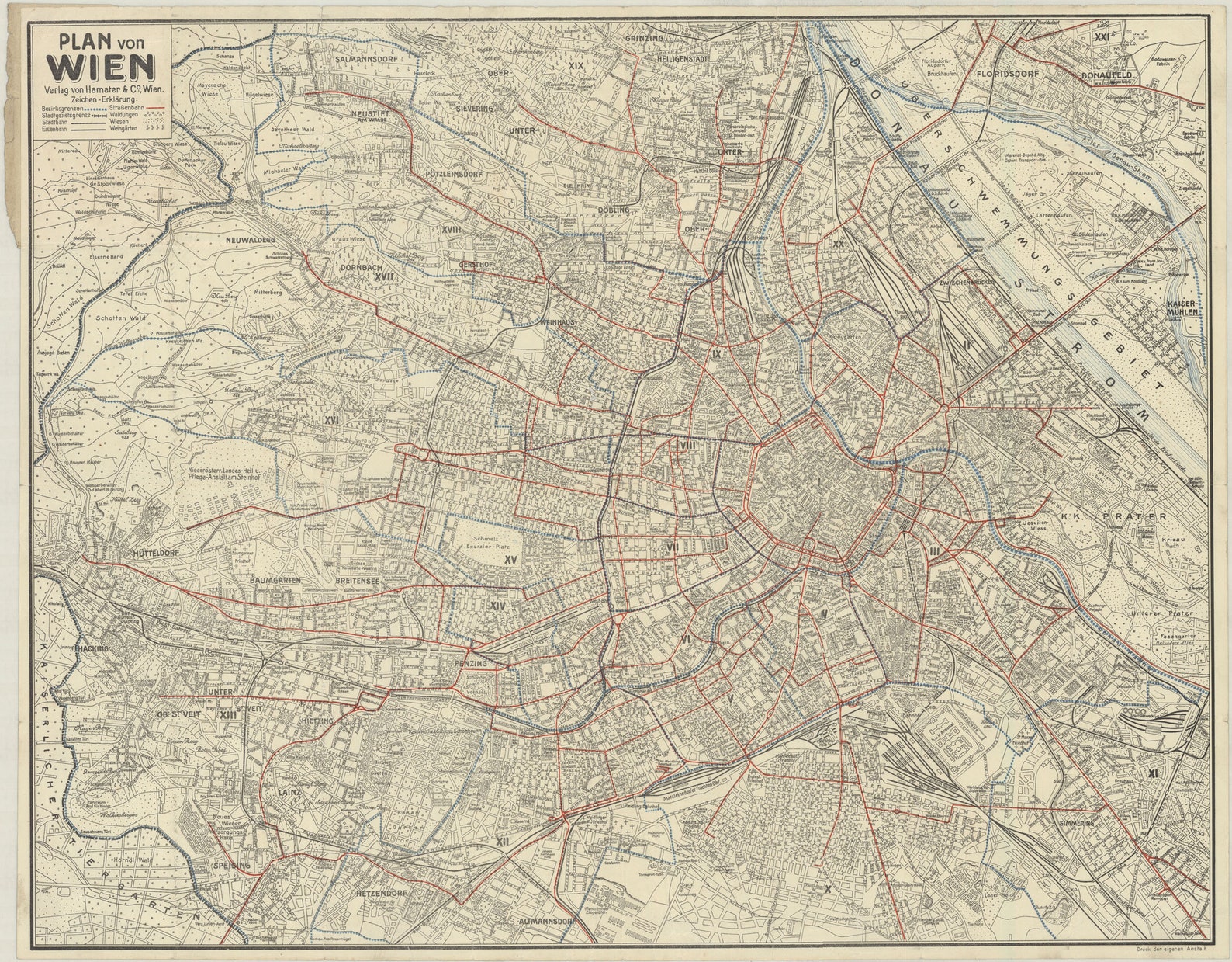 Vienna Map, Vienna Print, Map of Vienna, Wien Map, Map of Wien, Wien ...
