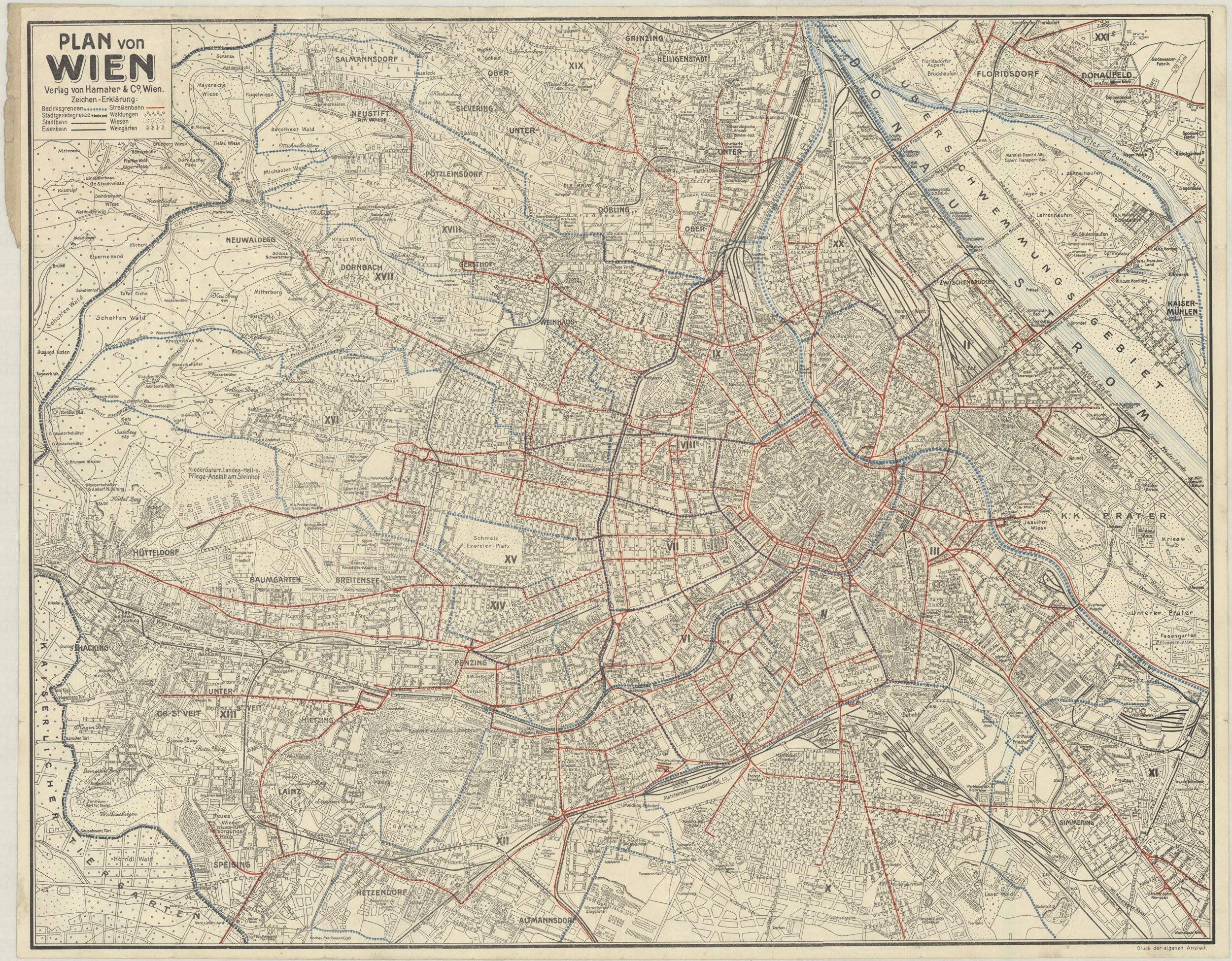 Vienna Map, Vienna Print, Map of Vienna, Wien Map, Map of Wien, Wien ...