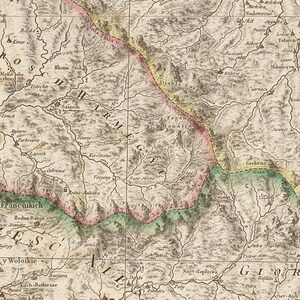 Map of the Borders of Poland and Transylvania, Southern Part of Halych ...