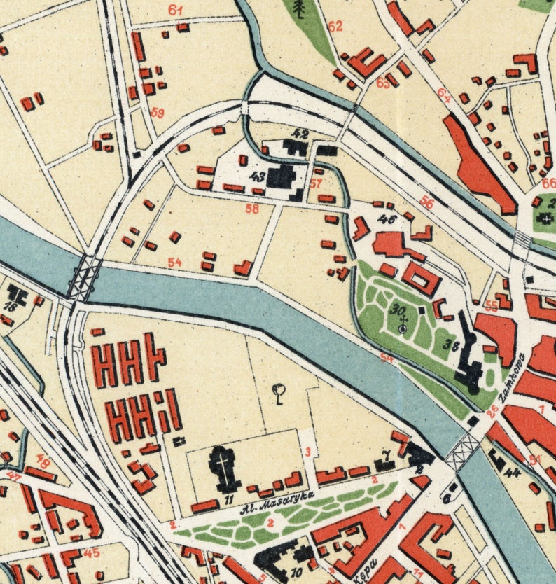 Old Cieszyn Map, Retro Cieszyn City Print, Cieszyn Poster, Map of ...