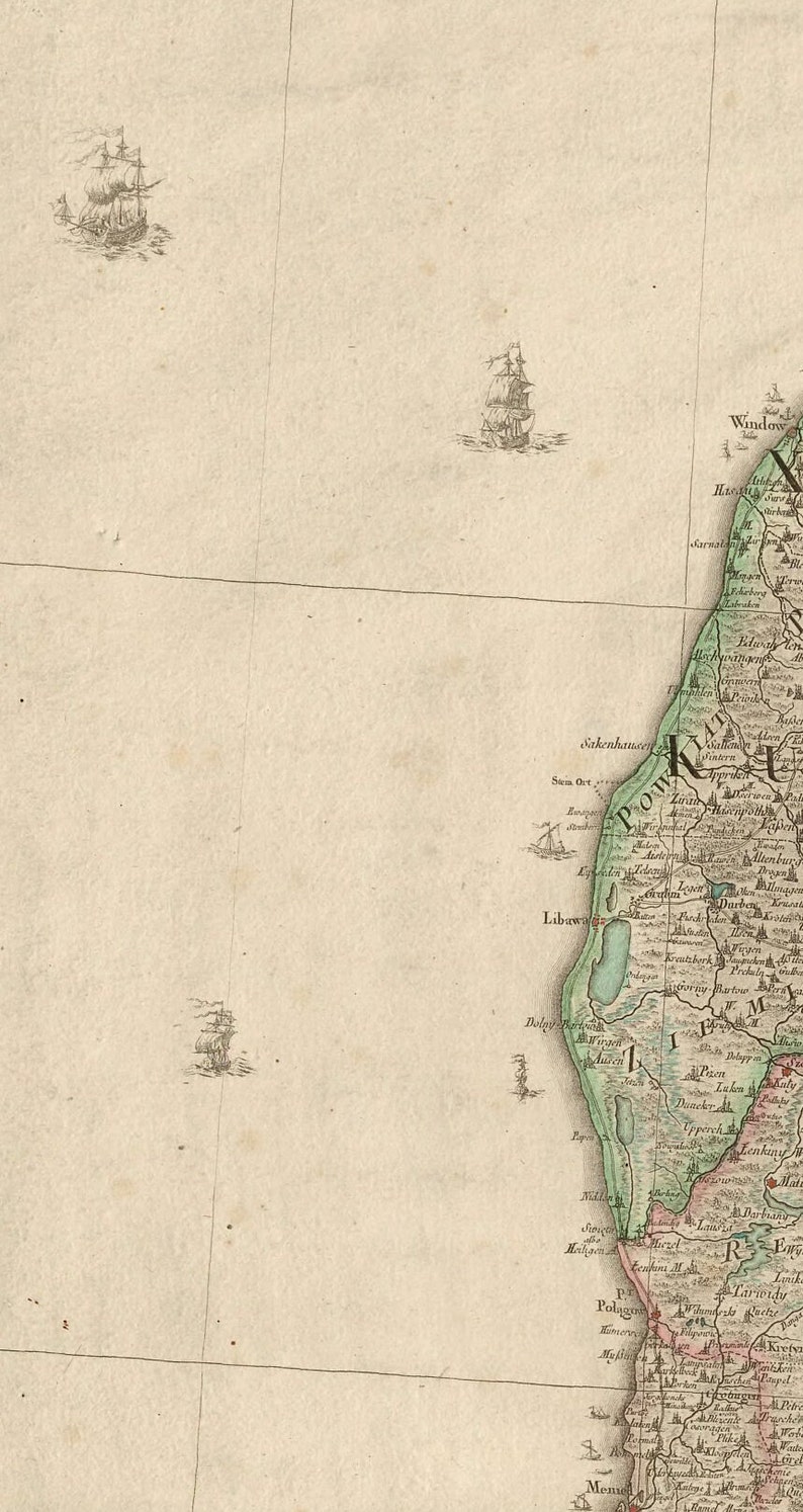 Old Latvia Map, Courland Map, Kurlandia Map, Inflanty Map, Polish ...