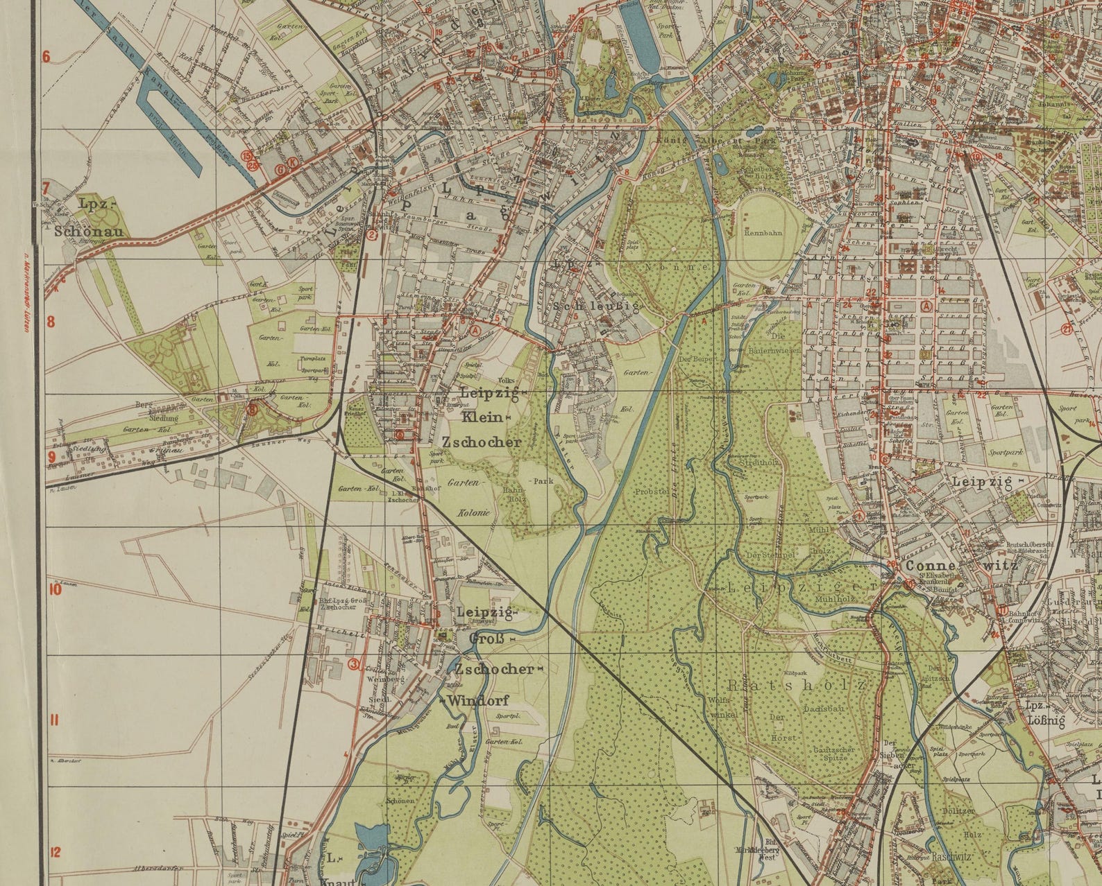 Historical Map of Leipzig by Gaebler 1940 Edition, Old Stadtplan, Lipsk ...