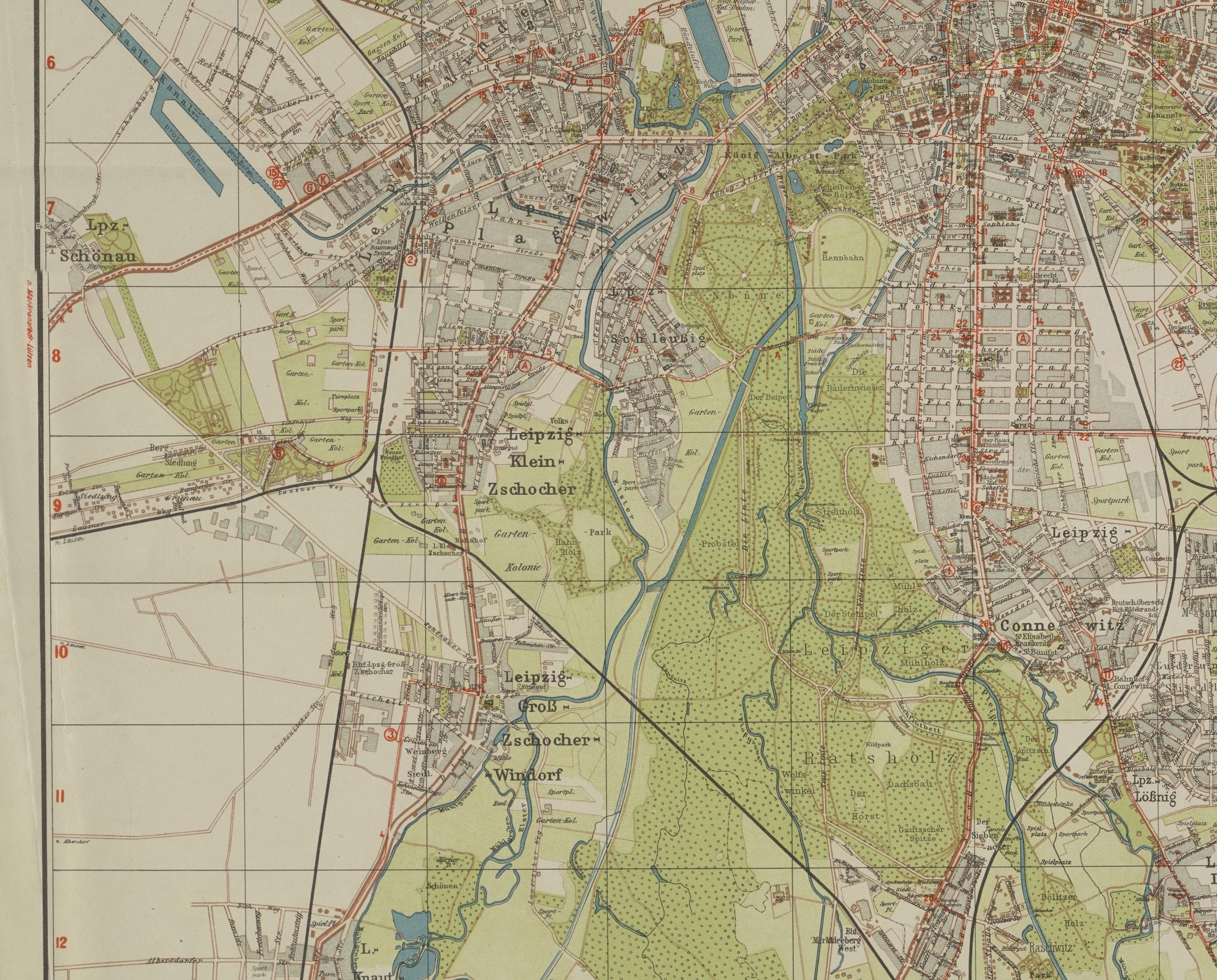 Historical Map of Leipzig by Gaebler 1940 Edition, Old Stadtplan, Lipsk ...