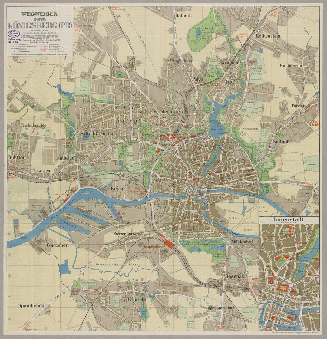 Königsberg Map, Konigsberg Plan, Old Konigsberg Map, Koenigsberg Map ...