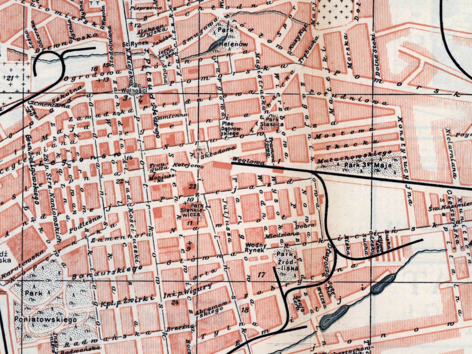 Lodz Map, Old Map of Lodz, Old Lodz Map, Retro Lodz Map, Vintage Lodz ...