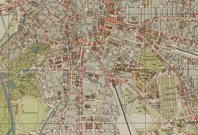 Historical Map of Leipzig by Gaebler 1940 Edition, Old Stadtplan, Lipsk ...