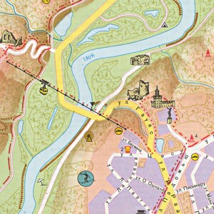Sigulda Map, Retro Sigulda Plan, Old Map of Sigulda, Vintage Latvia Map ...