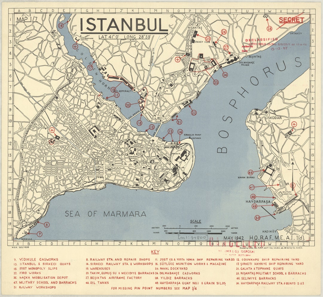 Mapa de Estambul, Mapa de Estambul, Antiguo Estambul, Retro Estambul ...