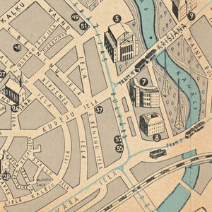 Riga Map, Retro Riga Plan, Old Map of Riga, Vintage Latvia Map, Latvia ...