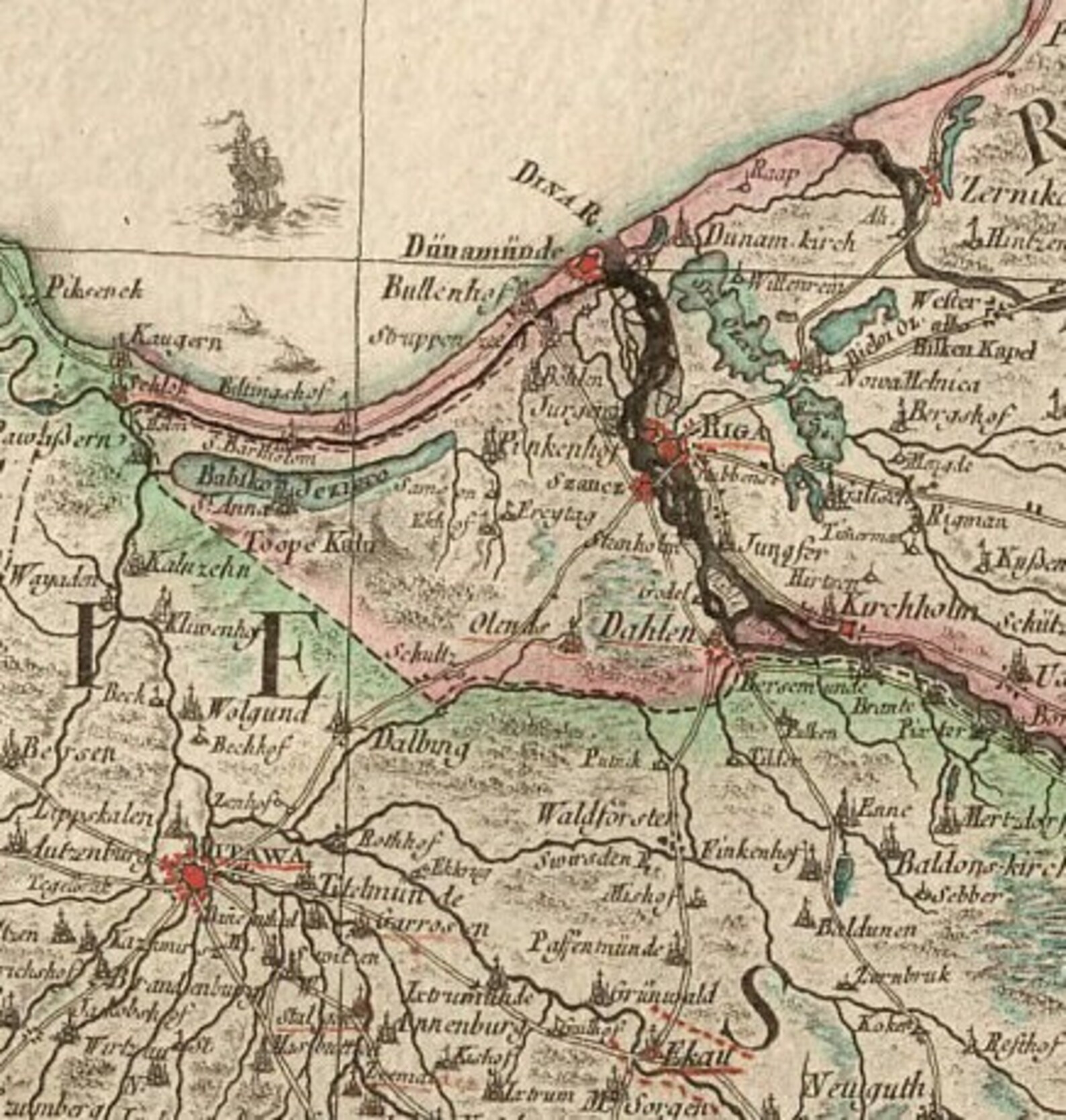 Old Latvia Map, Courland Map, Kurlandia Map, Inflanty Map, Polish ...