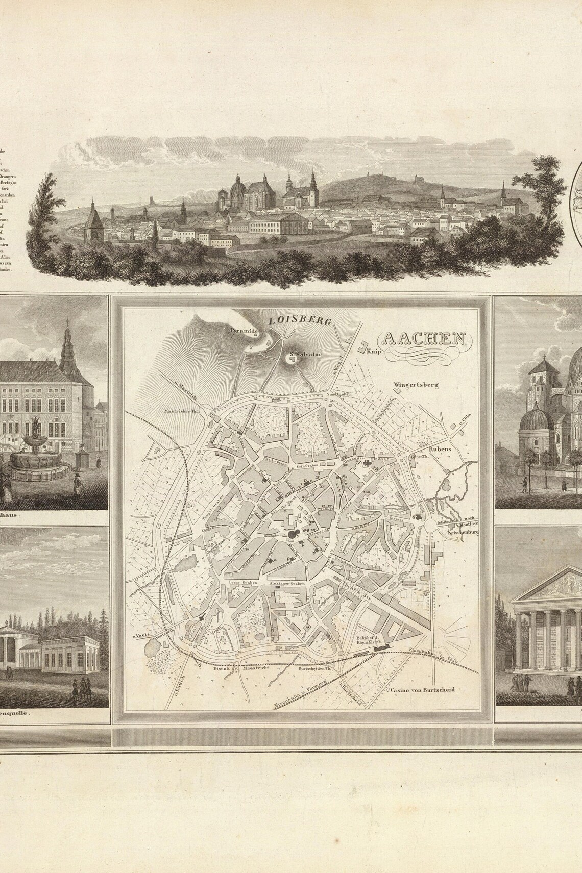 Aachen Map, Aachen Plan, Old Aachen Map, Akwizgran Map, Aachen Print ...