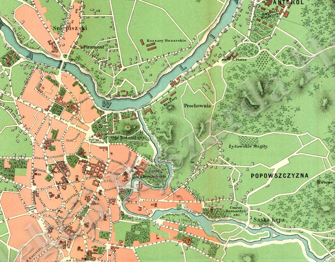 Wilno Map, Vilnius Map, Map of Wilno, Map of Vilnius, Old Vilnius Map ...