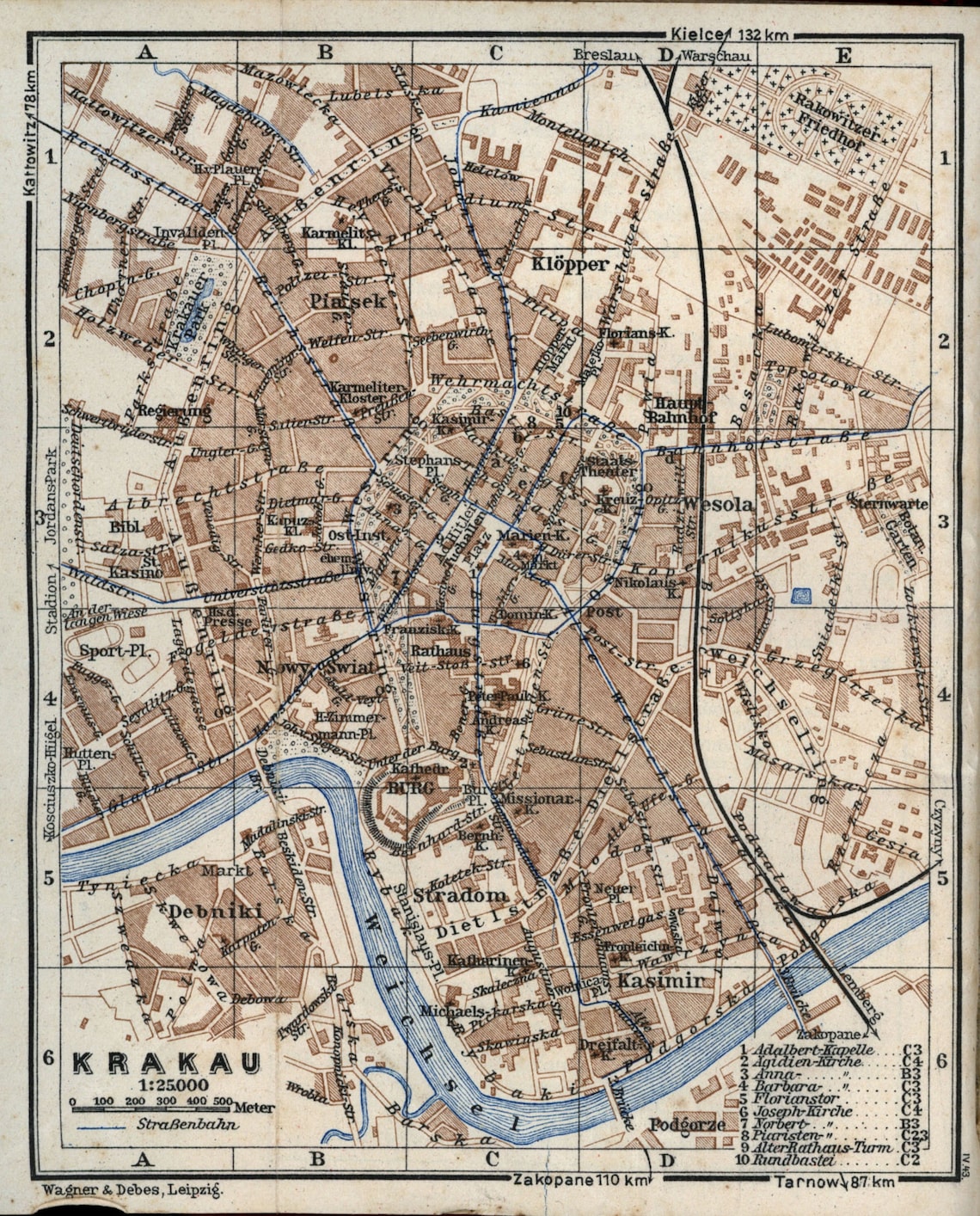Kraków Map, Map of Cracow, Old Cracow Map, Map of Krakow, Cracow Poland ...
