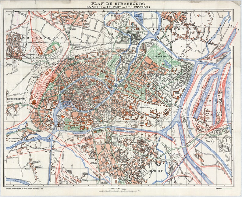 Strasbourg Map Strasbourg Art Print Map of France Vintage - Etsy
