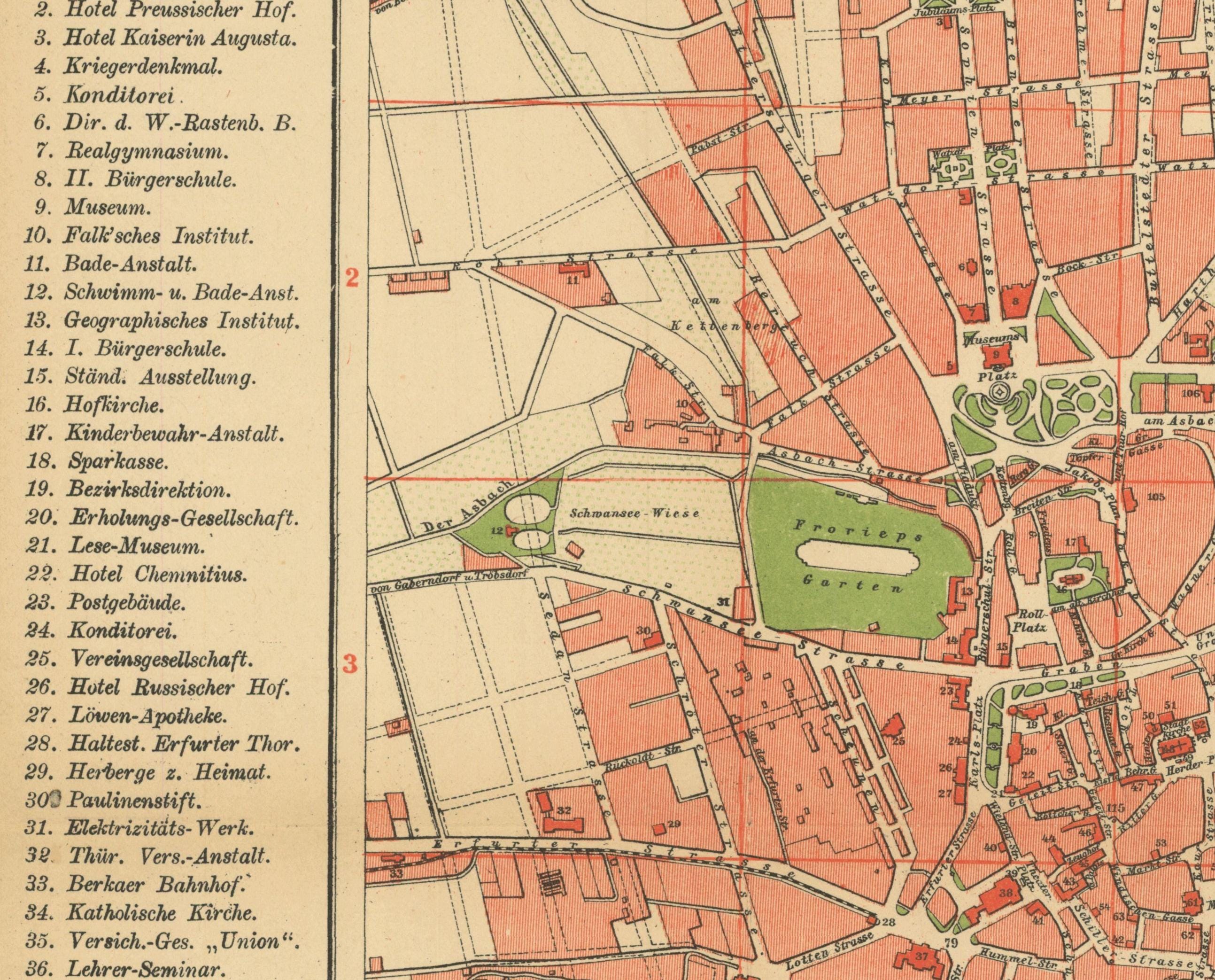 Weimar Stadtplan, Weimar Map, Map of Weimar, Old Weimar Map, Weimar ...