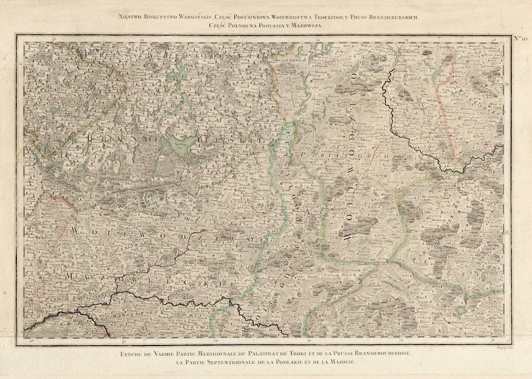 Old Map of Poland, Rizzi Zannoni, Carte De La Pologne, Part of the ...