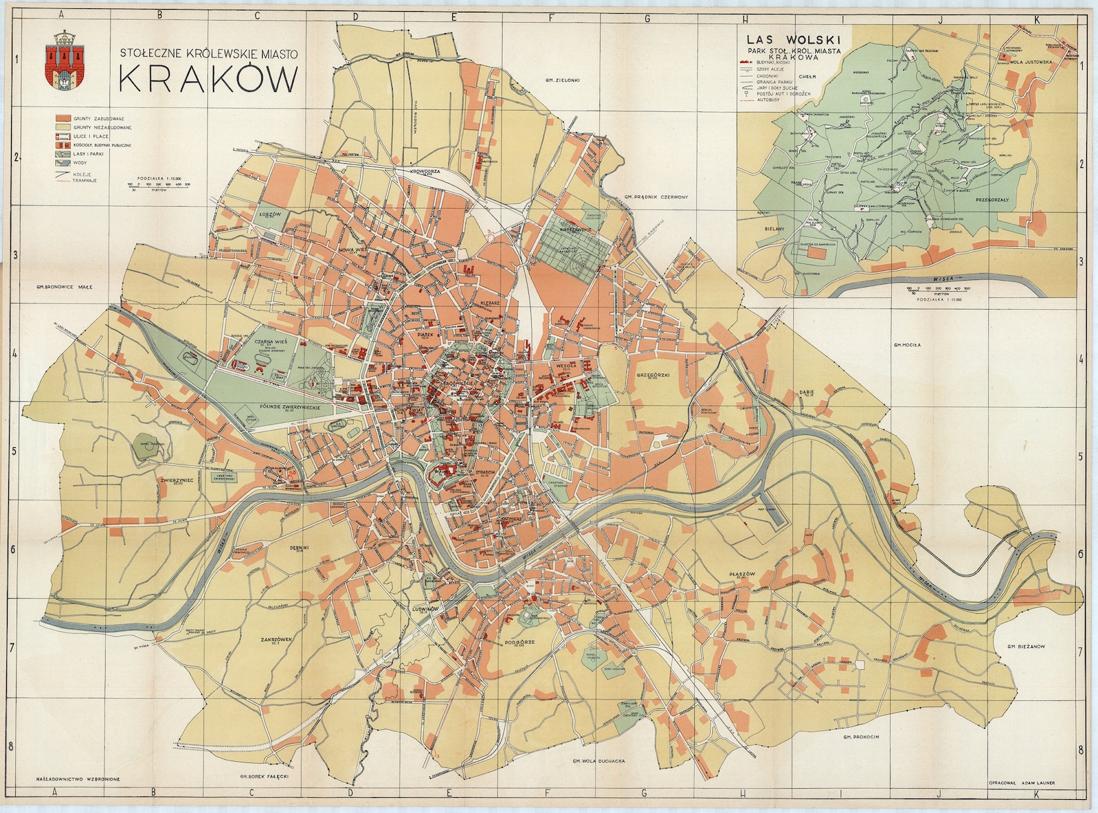 Kraków Map, Old Map of Kraków, Kraków Print, Krakow Plan, Krakow City ...