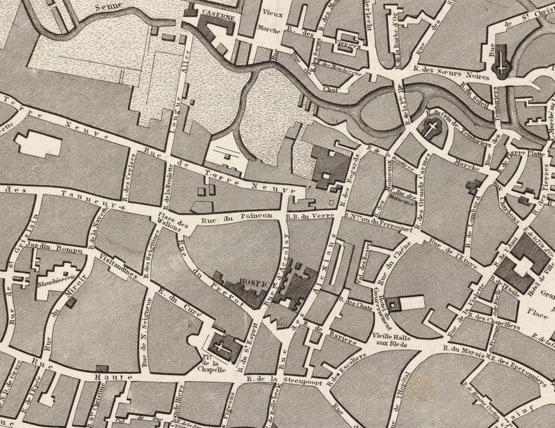 Old Brussels Map, Vintage Brussels Map, Brussels Map, Brussels Map ...