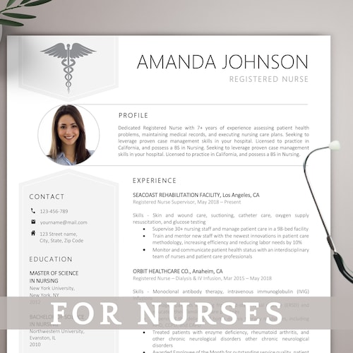 Nurse Resume Template Nursing CV Template MS Word Resume - Etsy
