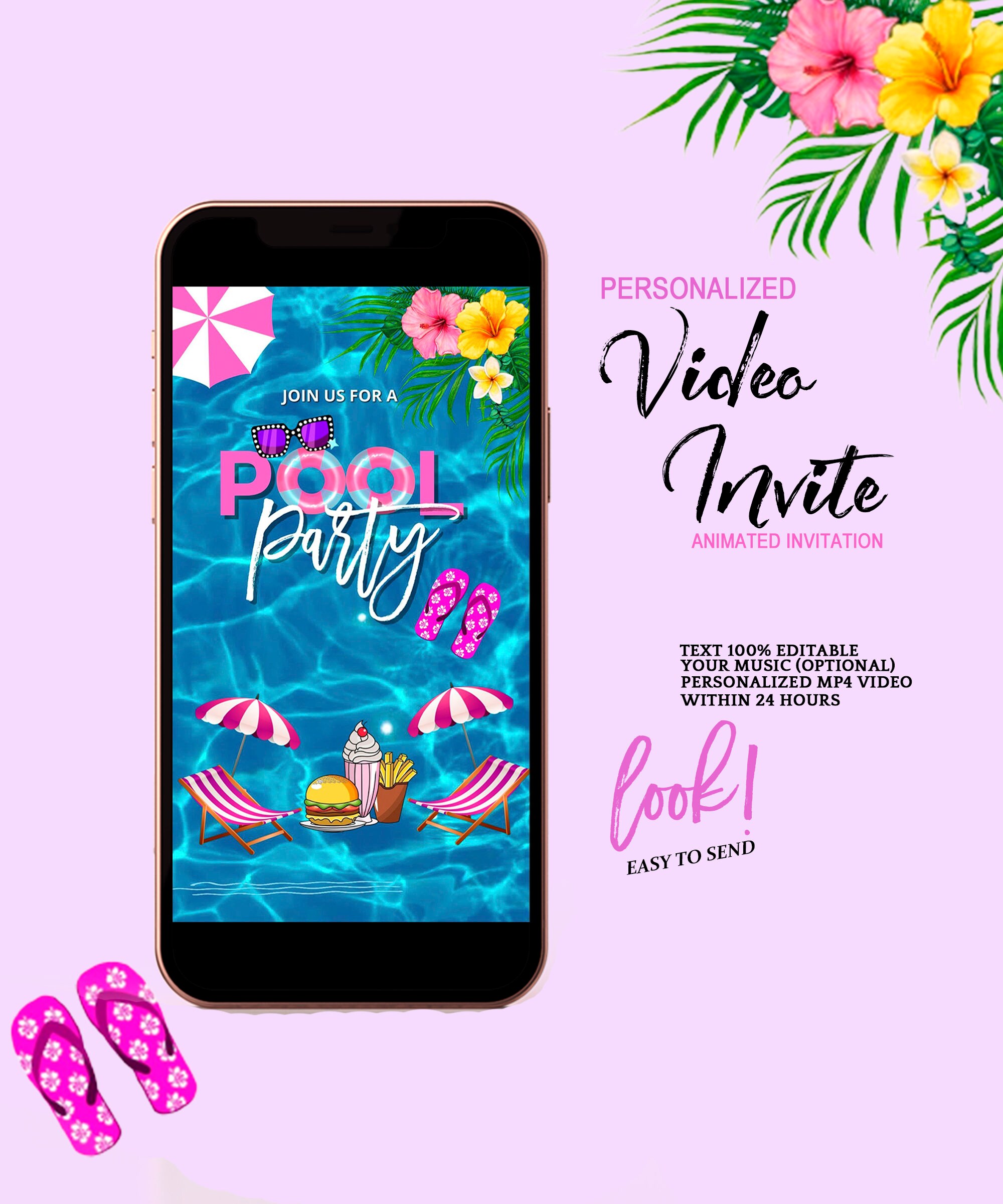 Video Invitación Pool Party Girl Pool Party Invitation - Etsy México