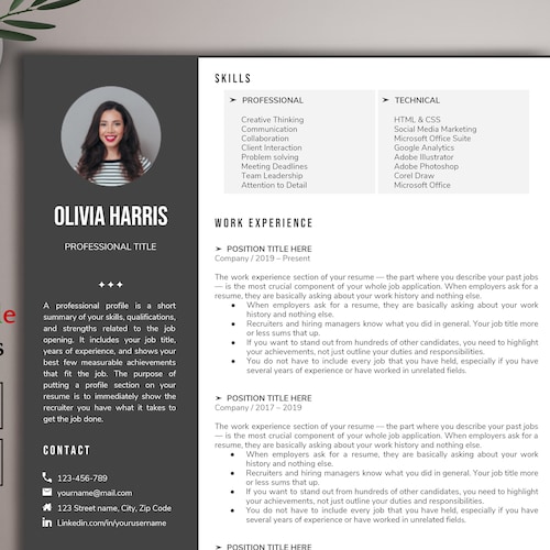 Creative Resume Template Professional Resume Template Modern | Etsy