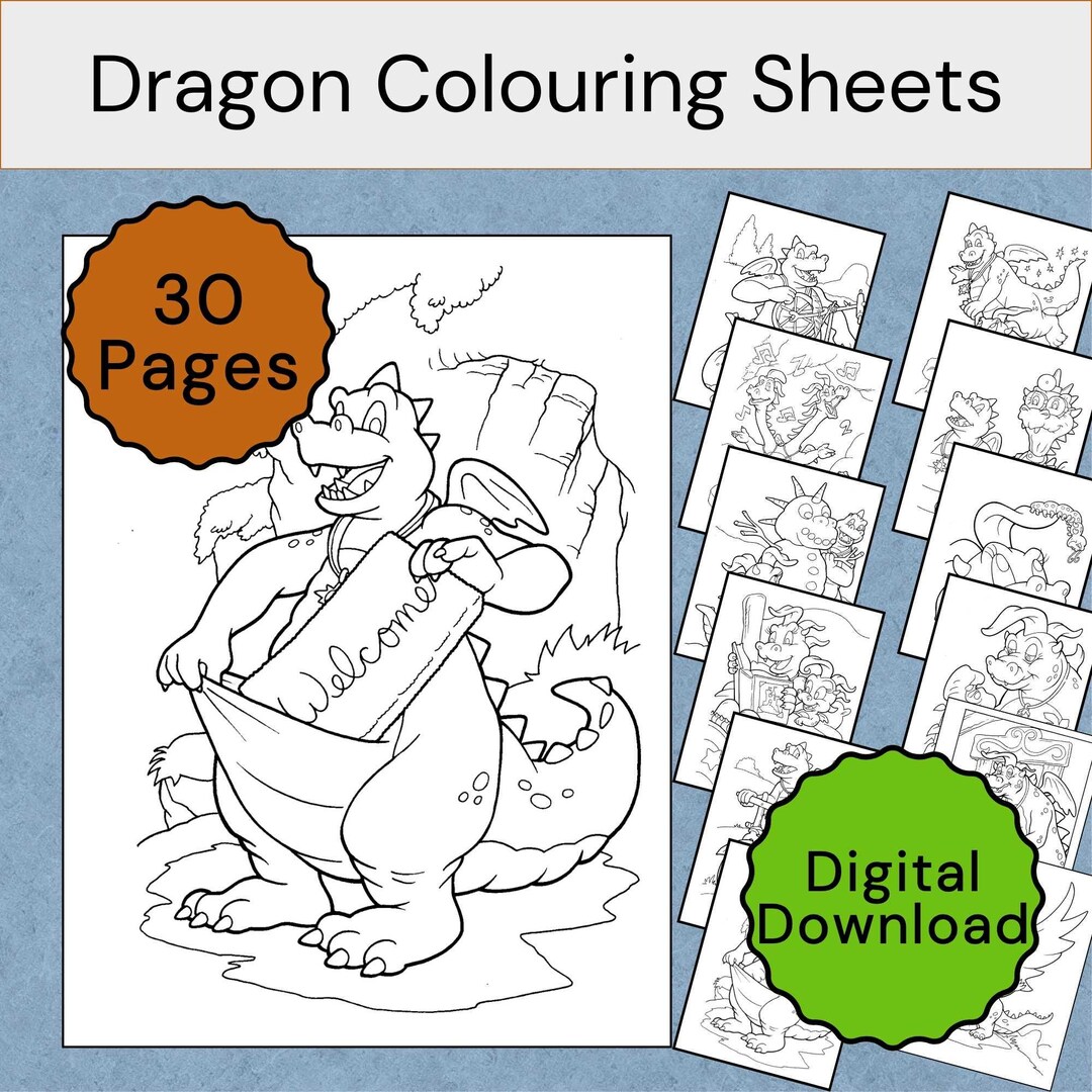 Dragon Colouring Book Cute Dragon Printable Coloring Pages Activity ...