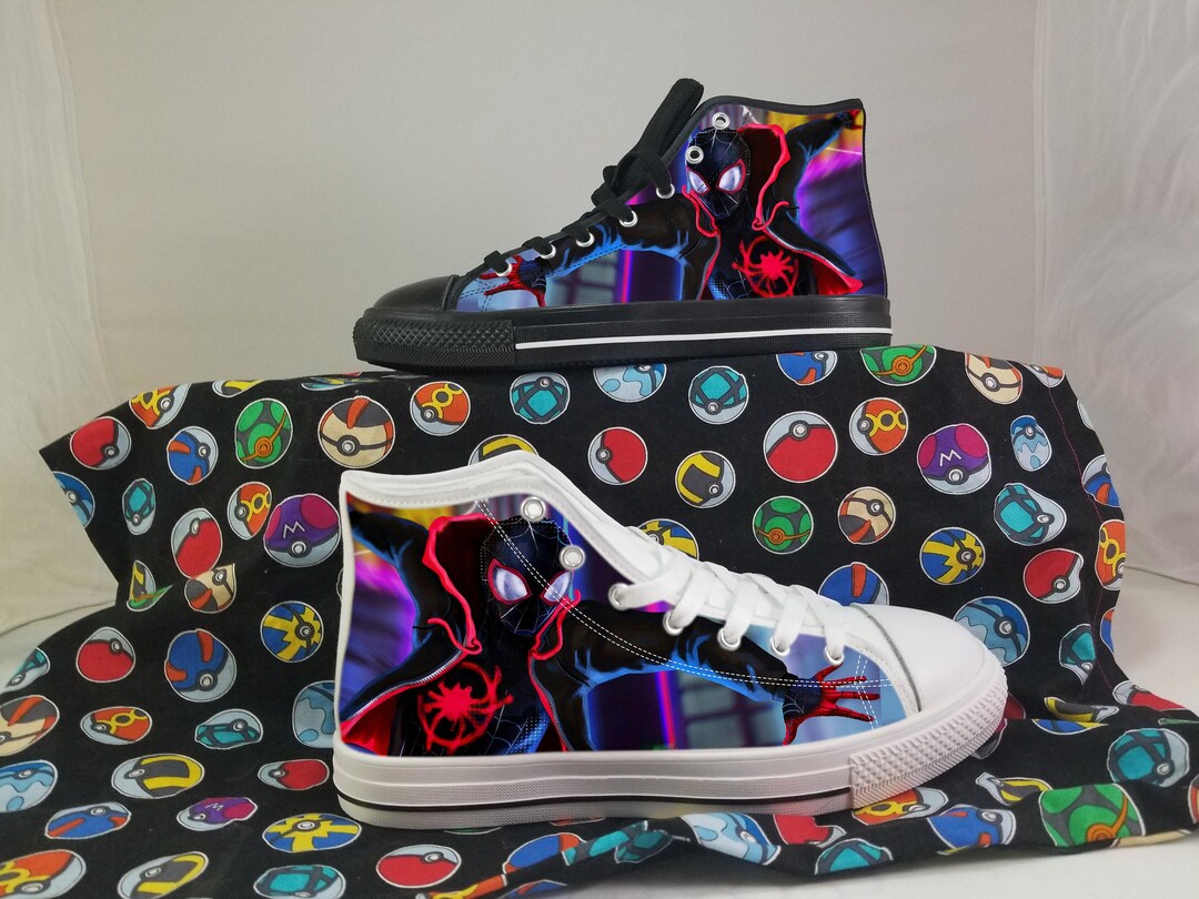 Spiderverse Shoes, Spiderman Converse Style Shoes, Peter Parker Runners ...