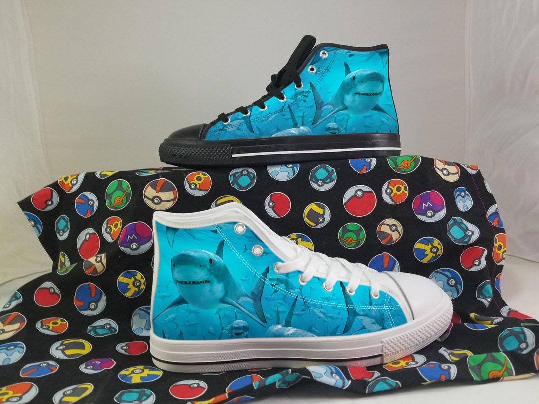 Sharks Shoes, Sharks Converse Style Shoes, Animal Lover Aquatic Gift ...