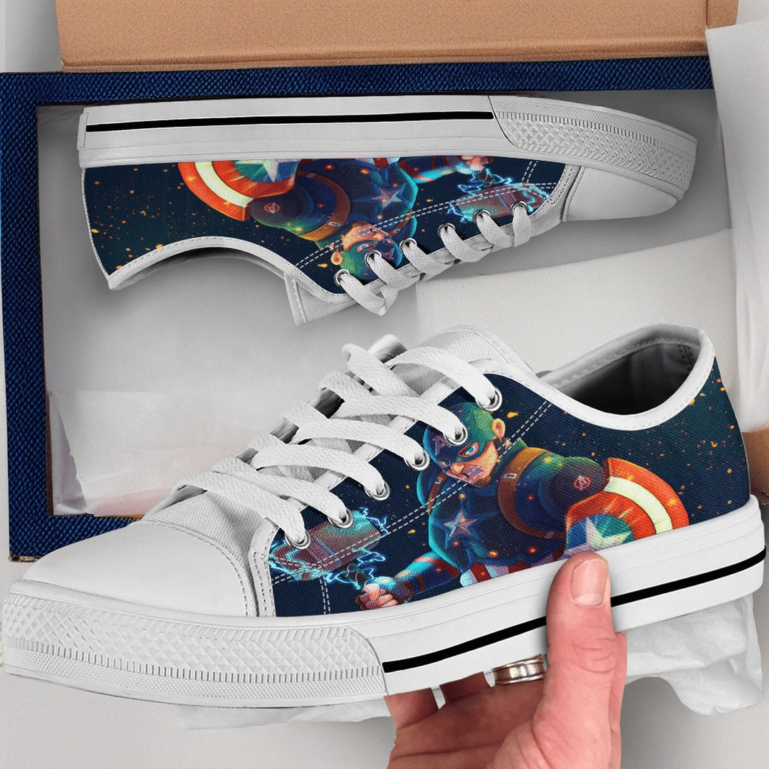 Captain America Shoes, Captain America Converse Style Shoes, Captain ...