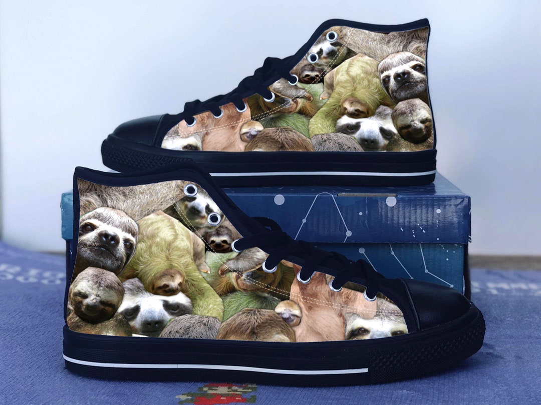 Sloth Shoes, Sloth Converse Style Shoes, Animal Fan Gift Idea, Women's ...