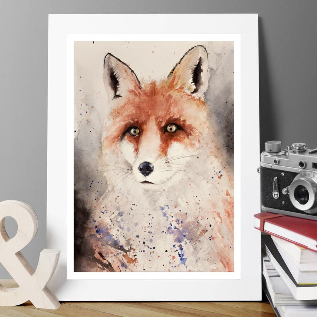 Fox Print, Fox Watercolour, A2 Fox Print, A3 Fox Print, Orange Fox, Fox ...