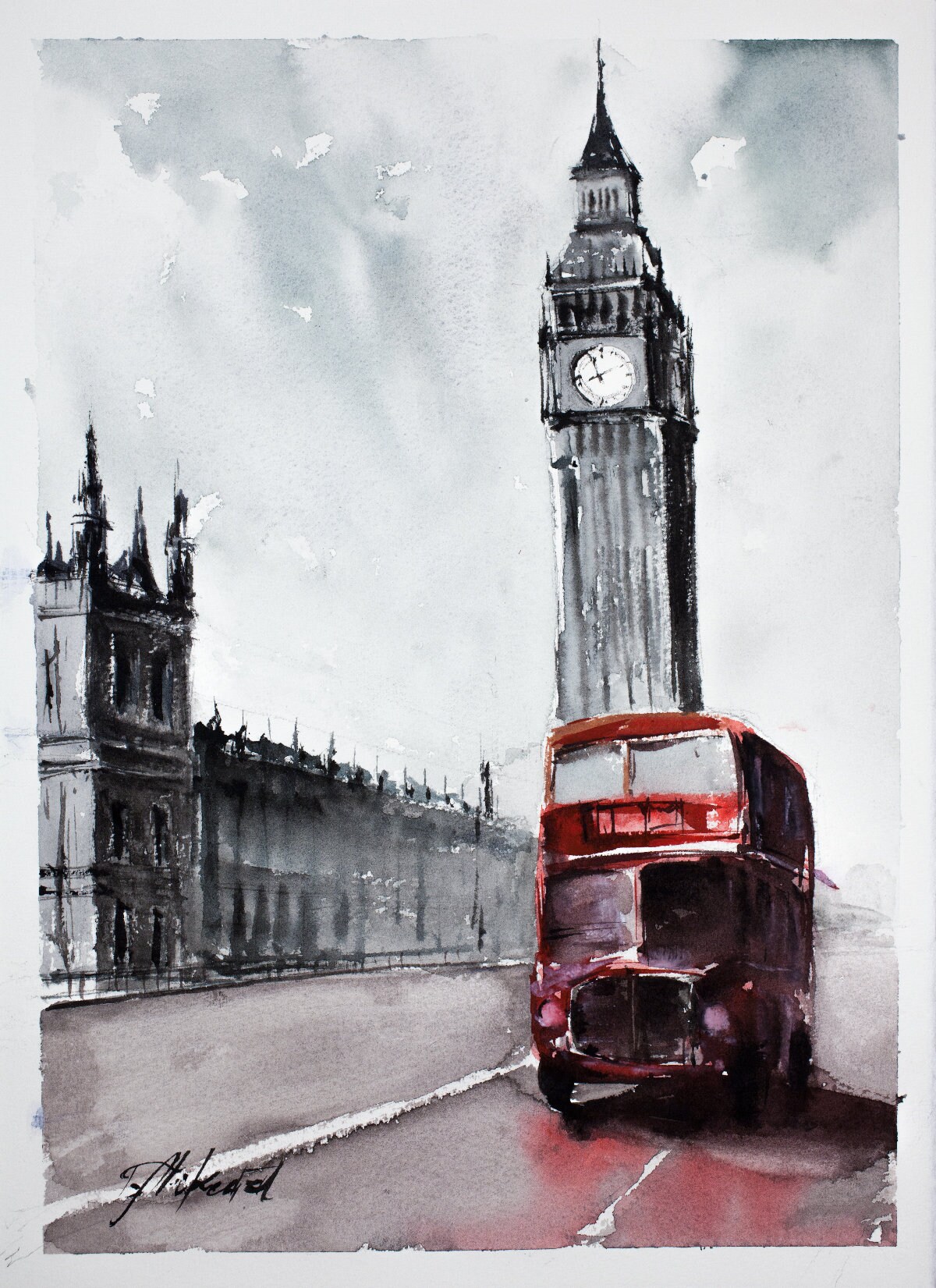 London Bus Art Print From My Original Watercolour Painting. Double ...