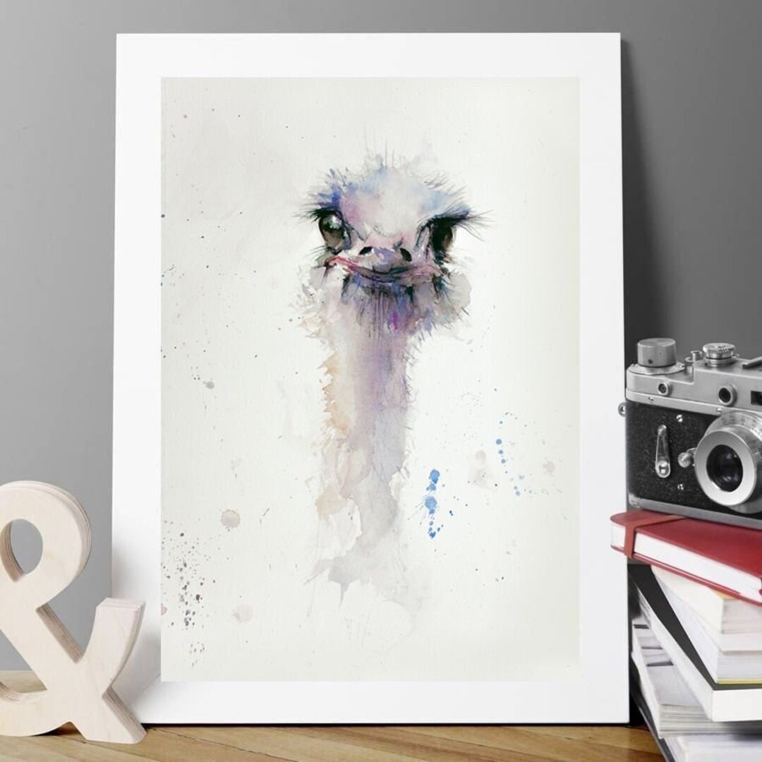 Ostrich Art Print of My Original Watercolour Painting. Perfect Gift ...