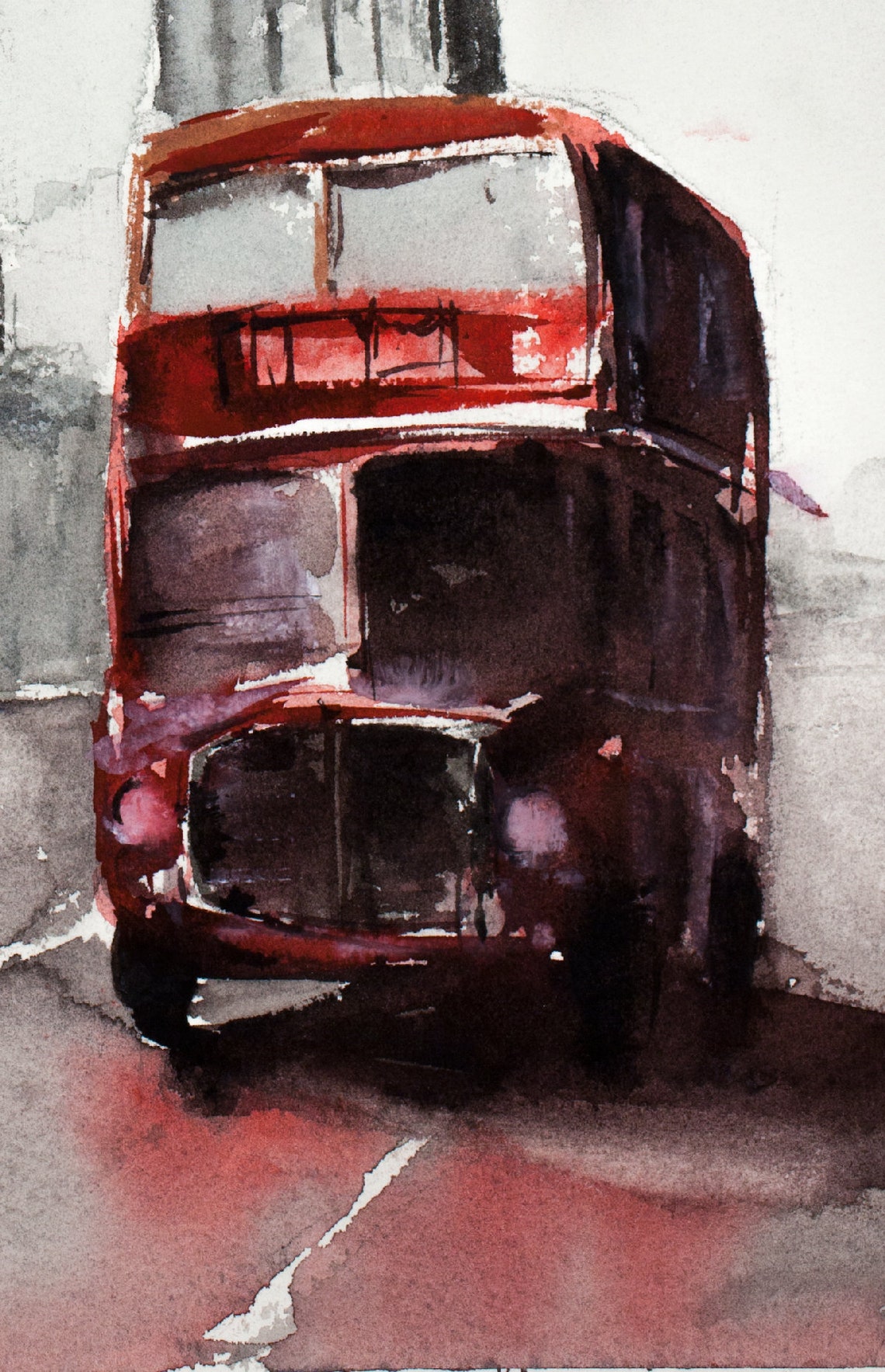 London Bus Art Print From My Original Watercolour Painting. Double ...