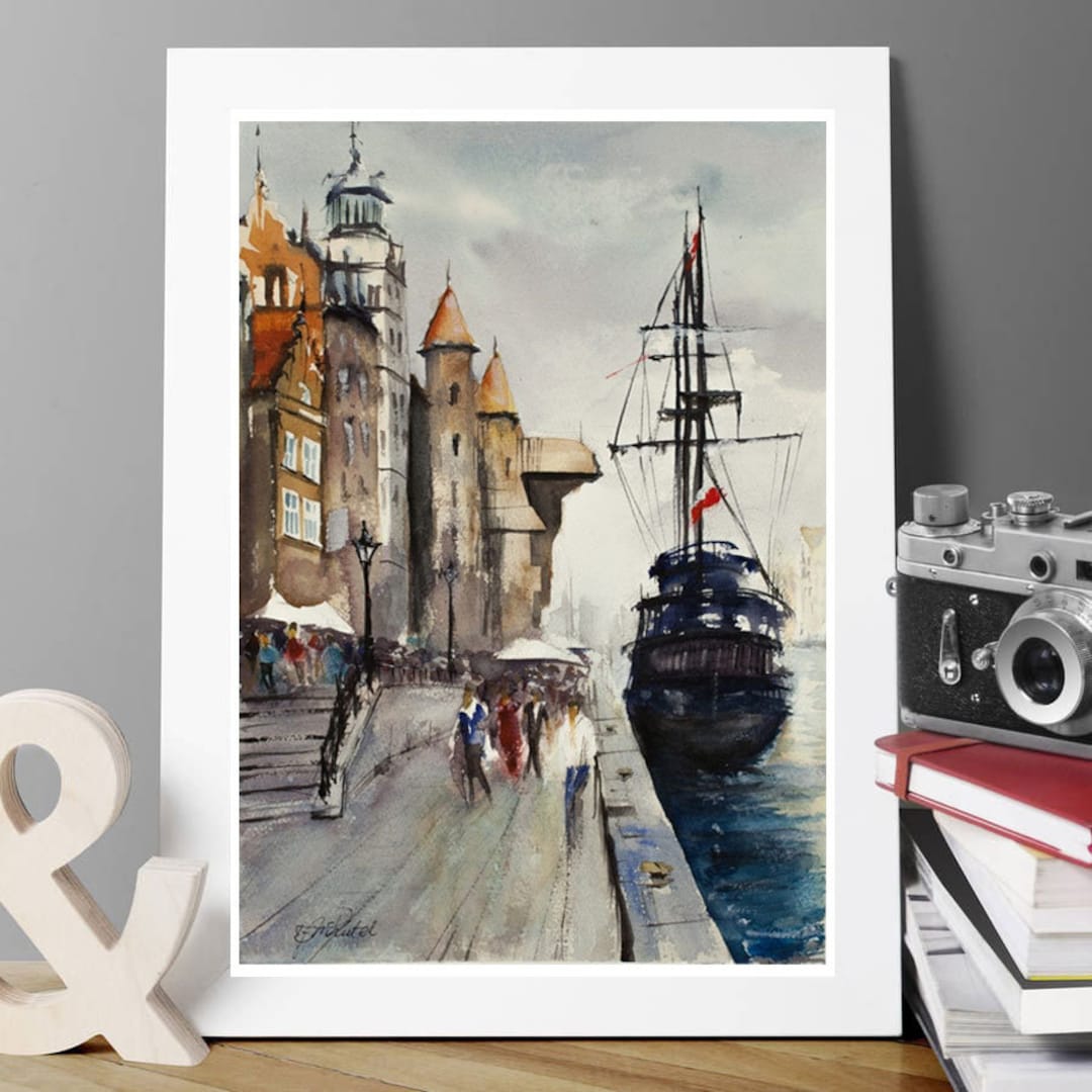 Gdansk in Poland - Art Print of My Original Watercolour Painting. Great ...