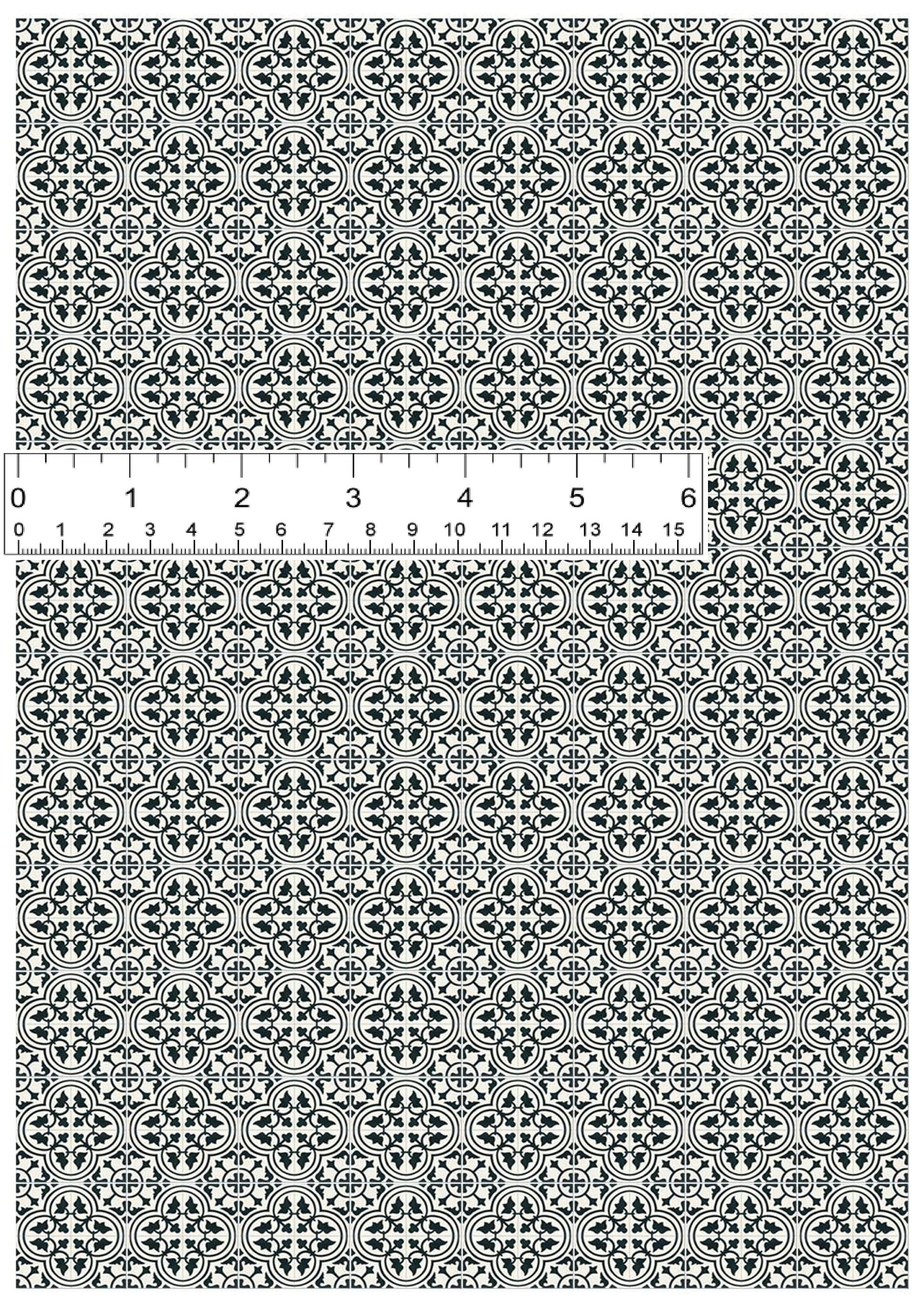 1/6 1/12 Dolls House Miniature Black Floral Cement Wall Floor Tiles ...